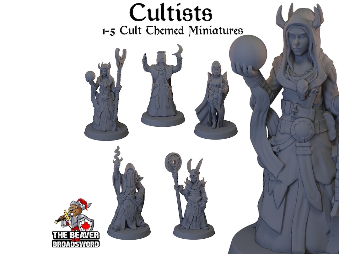 5 Cultist Miniature Pack - EC3D | Dnd | Cult | Monster | Ritual ...