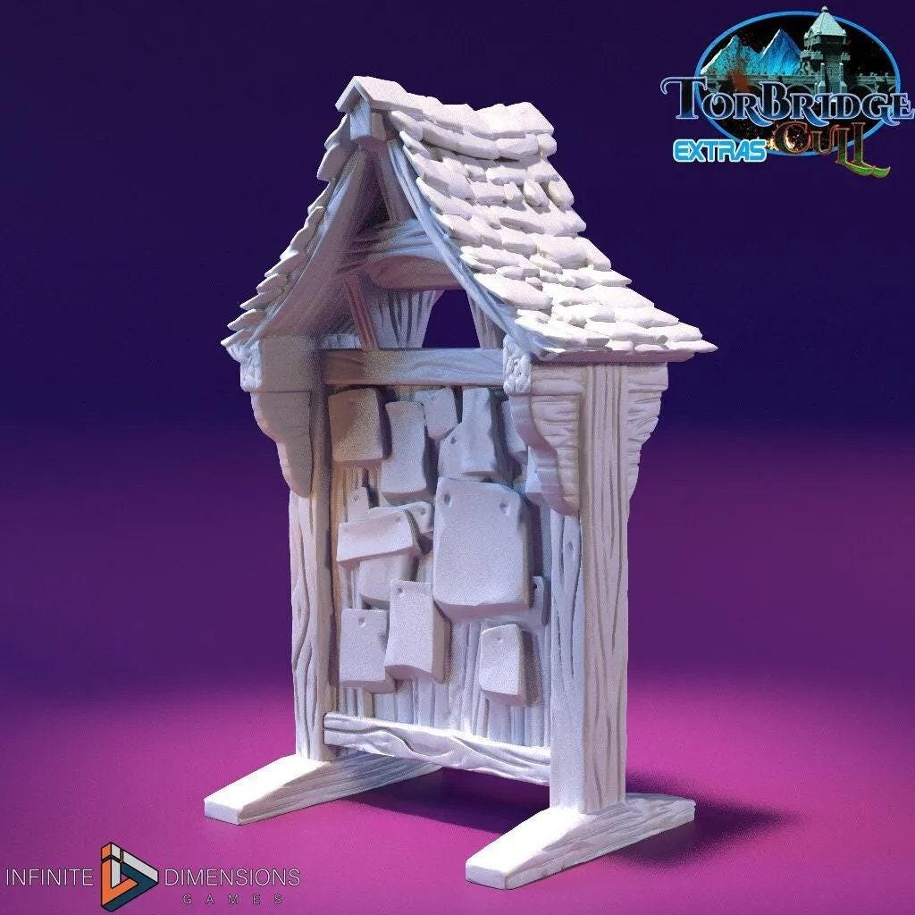 Message Kiosk / Quest Board Miniature Building - Dnd, Wargaming, Model ...