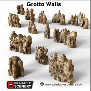 Grotto Walls - Printable Scenery | Dnd | Clorehaven | Cave | Dungeon ...
