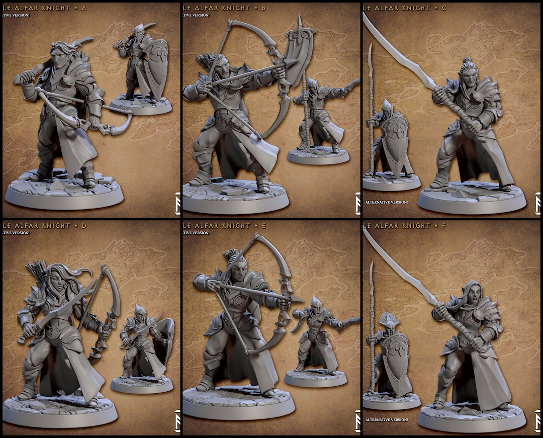 Elven Knights 28/32mm Mini Set - Artisan Guild | Alfar | Drow | Male ...