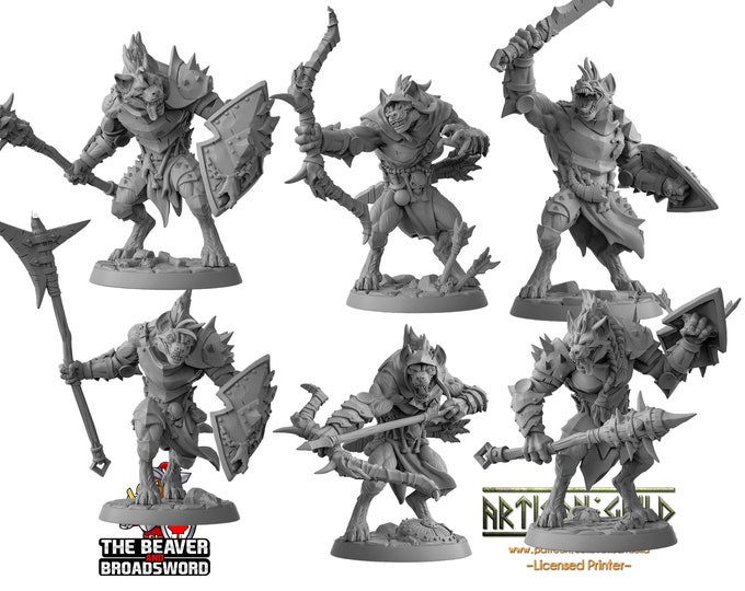 Bonegnasher Gnoll Warriors 28/32mm Mini Set Artisan Guild Monster Pack ...