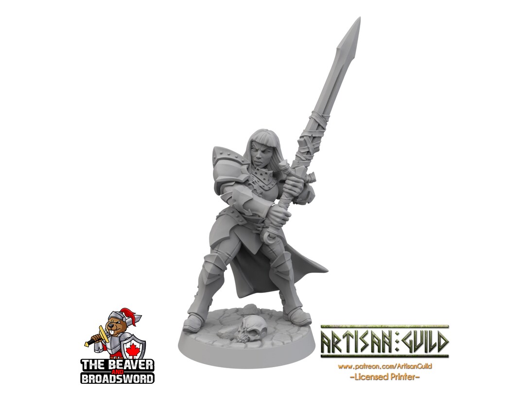Female Human Fighter Dnd Mini With Greatsword Dnd Mini - Artisan Guild ...
