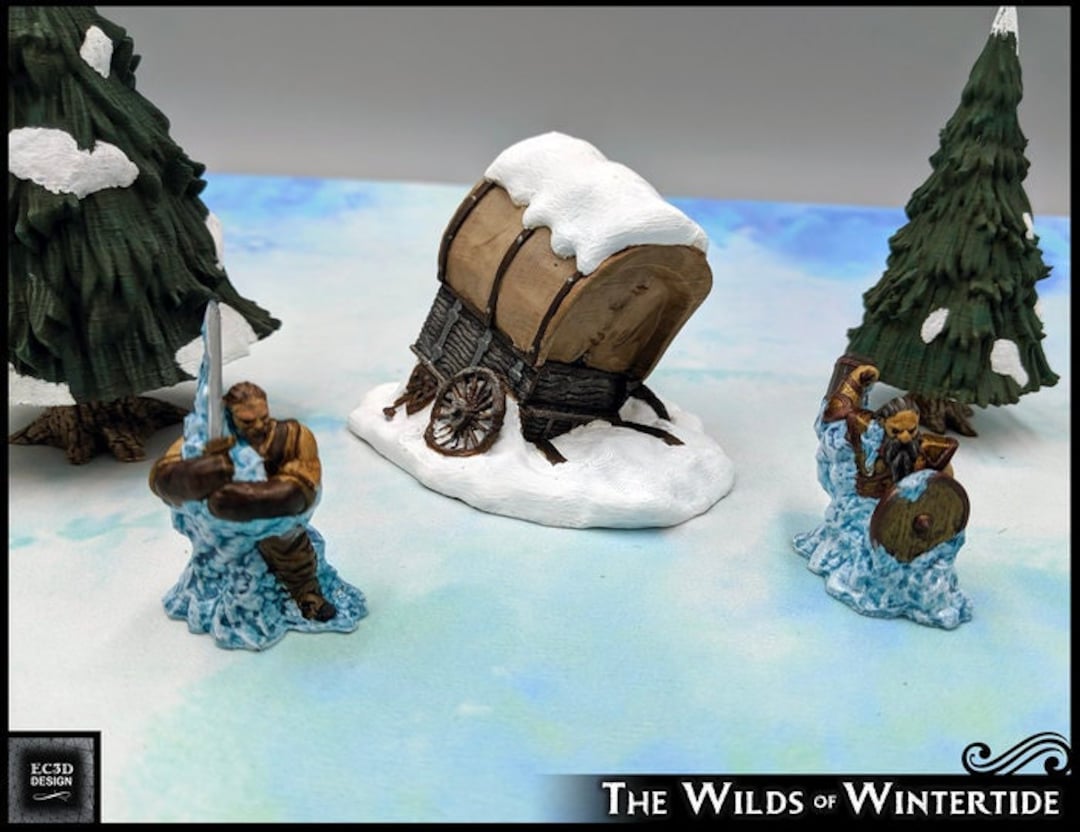 Broken Snowy Wagon - EC3D | Dnd | Tabletop Terrain | Snow | Scatter ...
