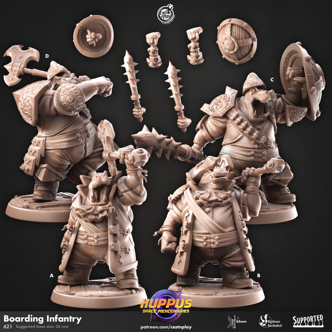Boarding Party - Cast N Play Huppus Space Mercenaries | Dnd Miniature ...