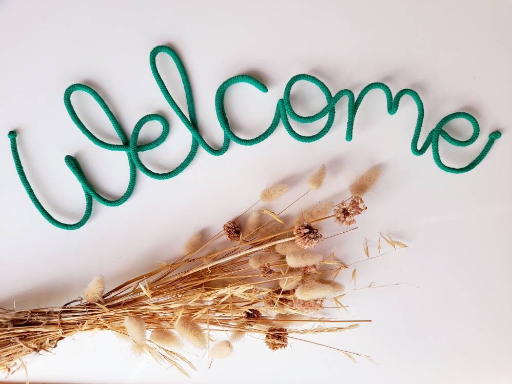Welcome Cotton Knitted Wire Word / Home Gift / Word Sign / Wire Art ...