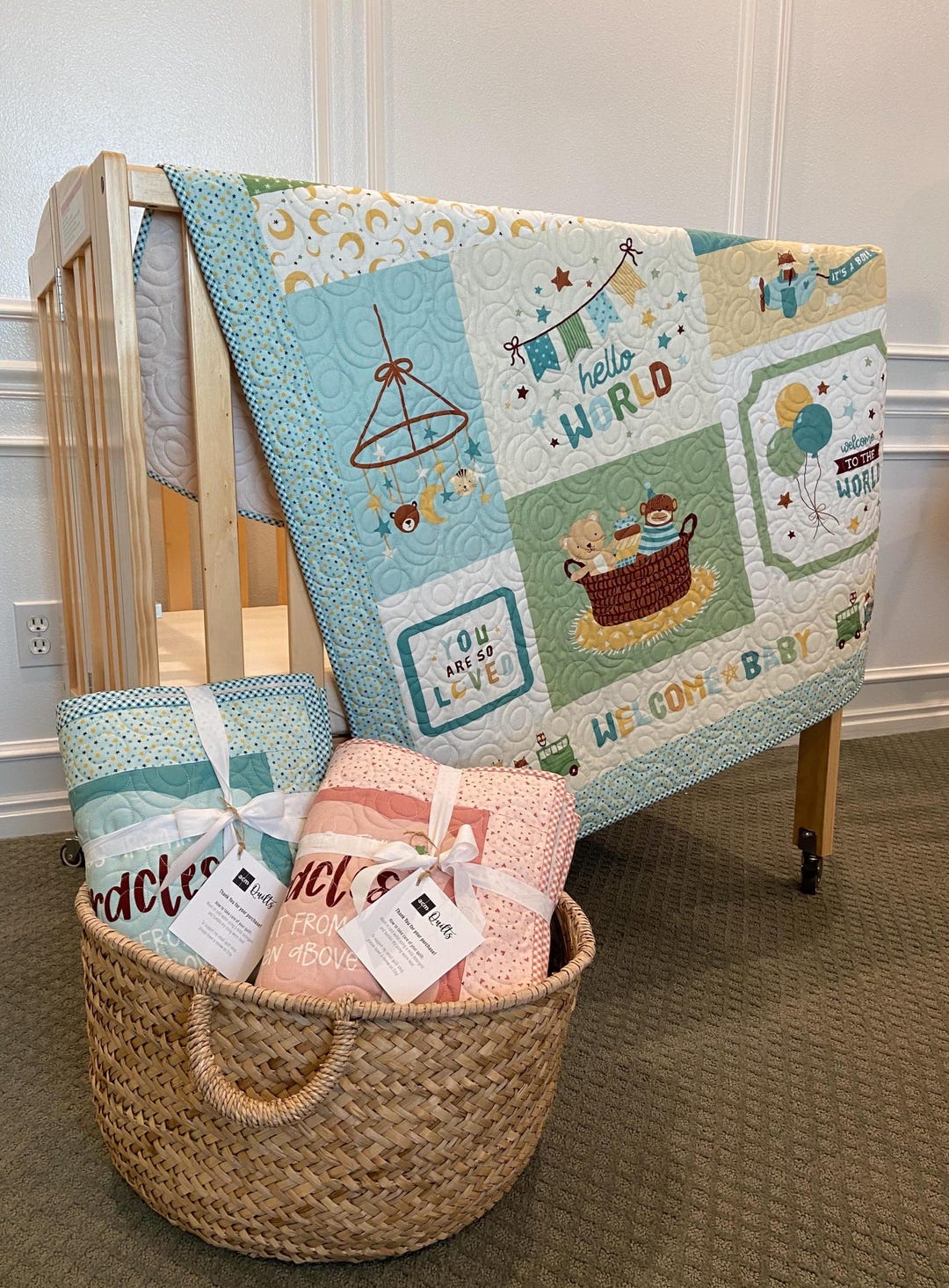 Modern Baby Boy Nursery Quilt - Handmade! - Etsy