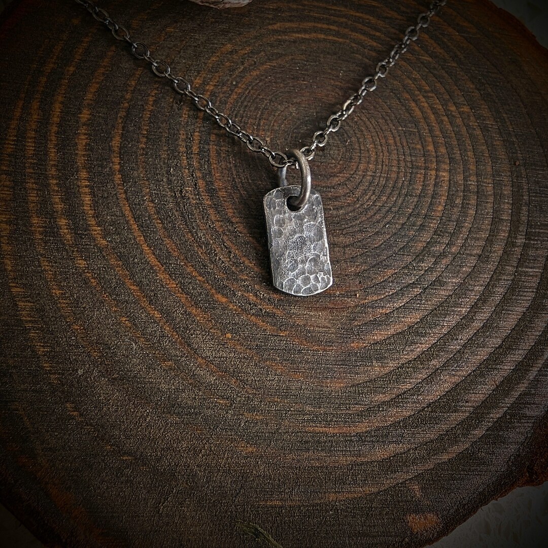 925 Sterling Silver Small Hammered Handcrafted Dog Tag - Etsy