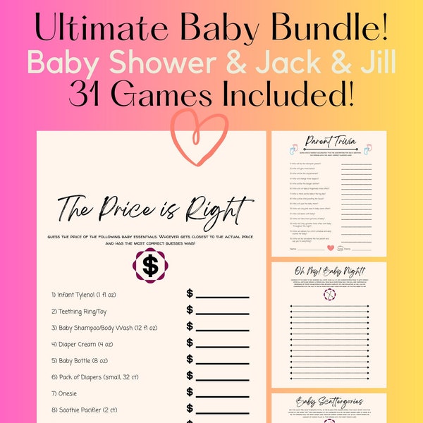 Jack and Jill Shower Games - Etsy