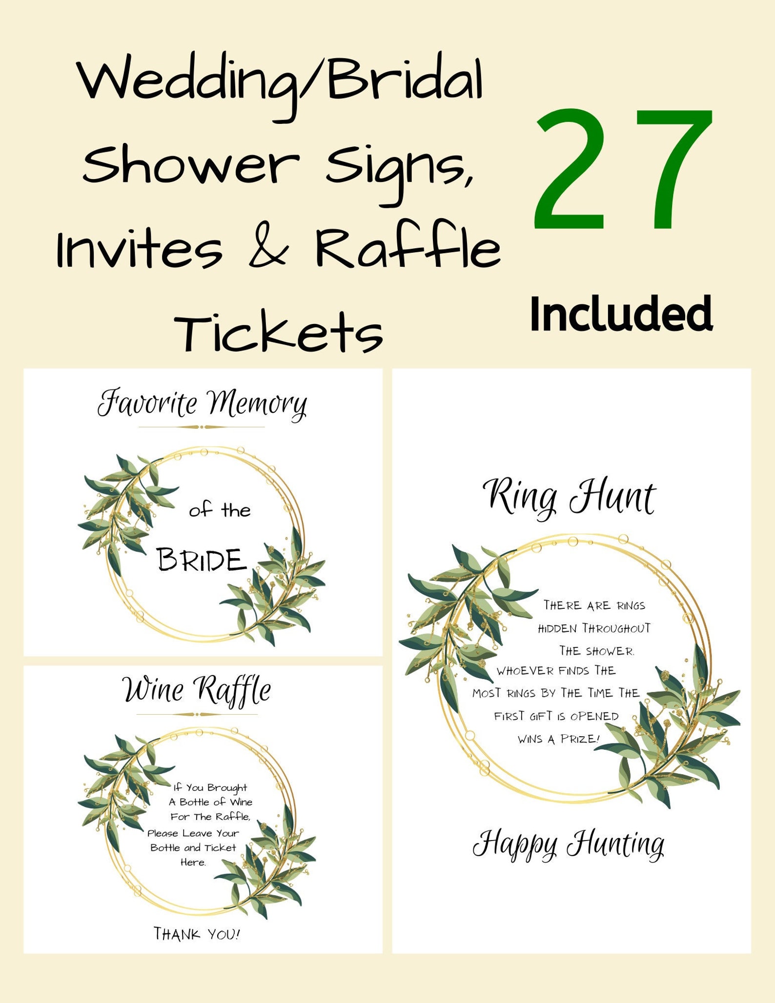 27 Bridal Shower Signs Invitations & Raffle Tickets Wedding - Etsy