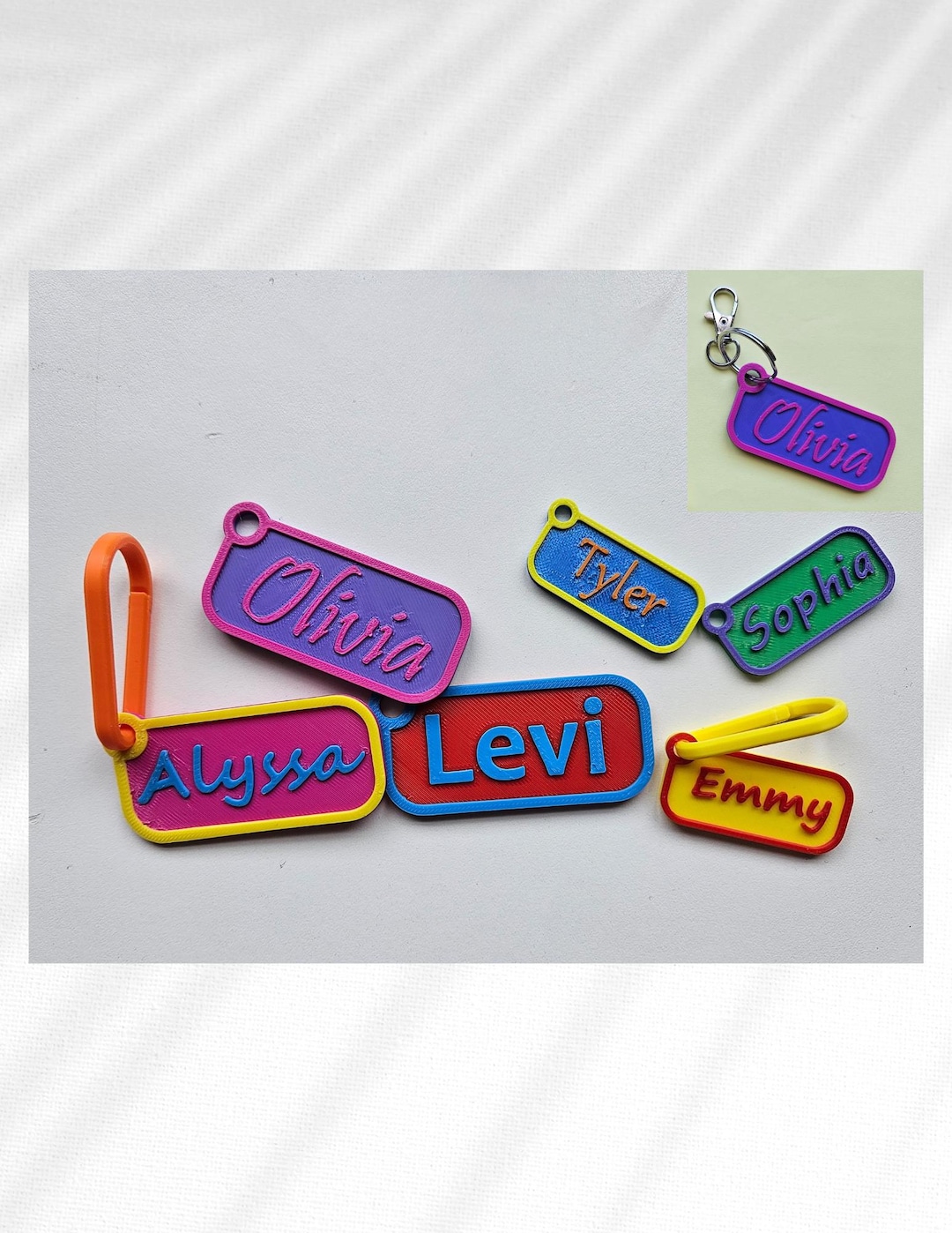 Custom Name Keychain Personalized Name Tags Carabiner Kid's Custom Name ...