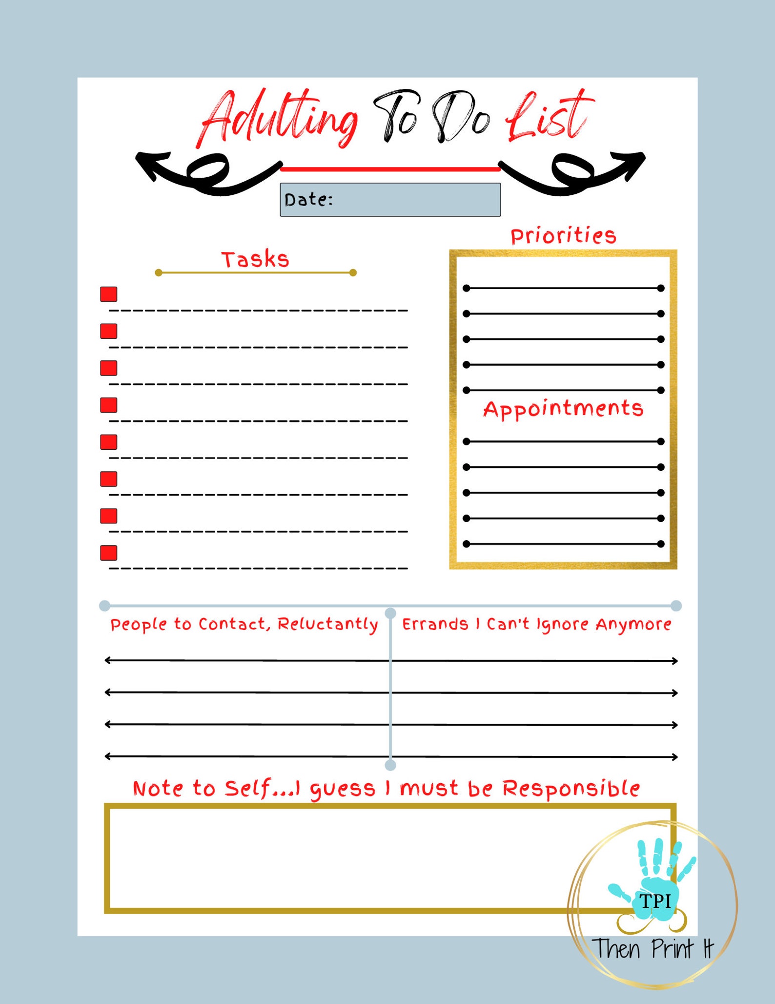 To Do List Printable, Adulting to Do List, Daily Checklist Planner ...