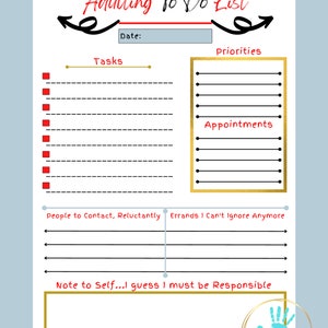 To Do List Printable, Adulting to Do List, Daily Checklist Planner ...