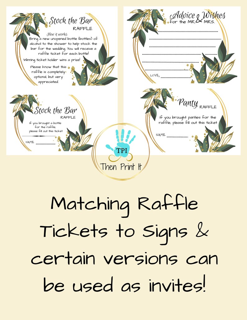 27 Bridal Shower Signs Invitations & Raffle Tickets Wedding - Etsy