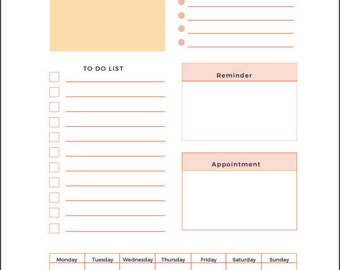 Orange Minimalist A4 Weekly Planner - Etsy