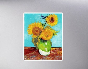 Starry Night Sunflowers Sticker, Vincent Van Gogh, Vinyl Adhesive Decal ...