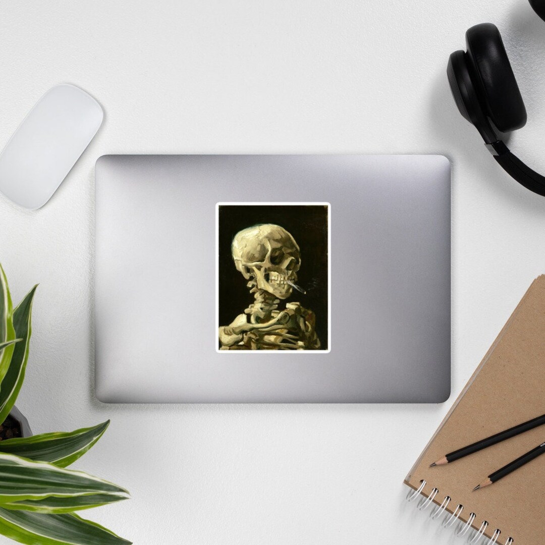Skeleton Smoking Van Gogh Vinyl Waterproof Sticker - Etsy