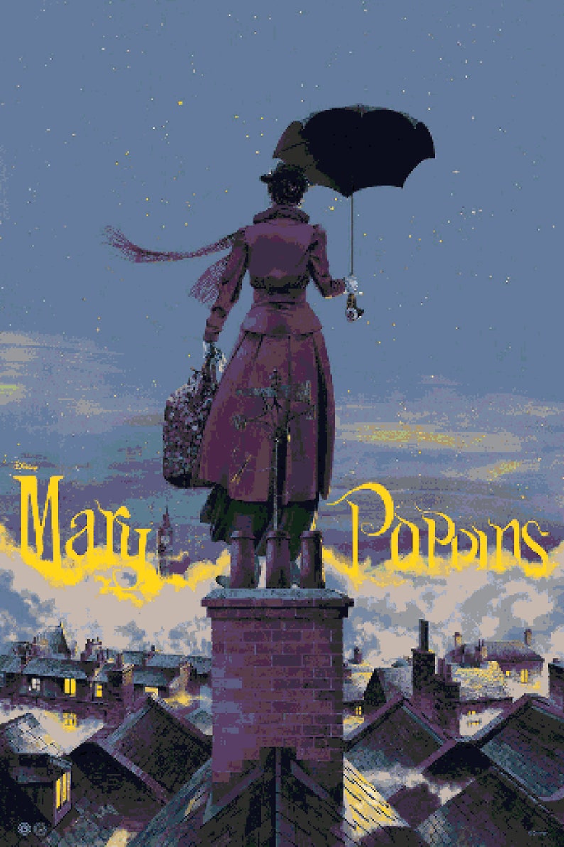 Mary Poppins Cross Stitch Pattern - PDF - Instant Digital Download ...
