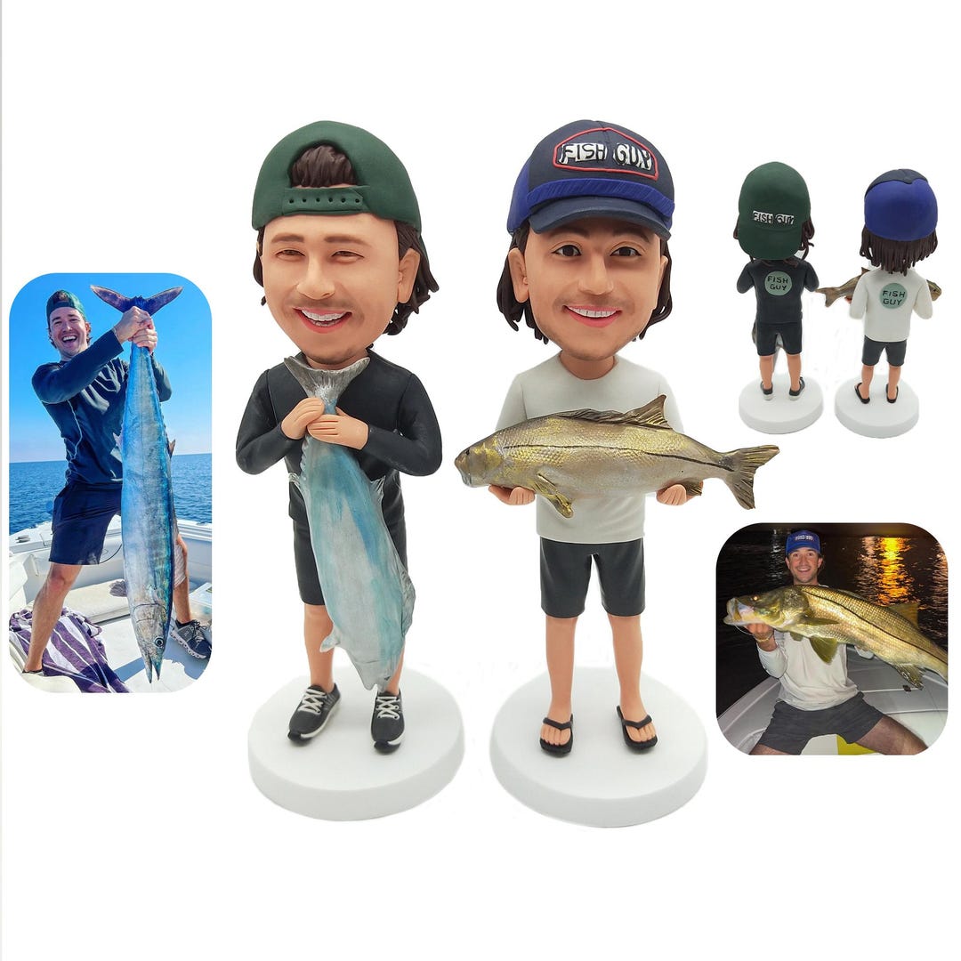 Custom Fisherman Bobbleheads, Personalised Fishing Bobbleheads, Fishing ...