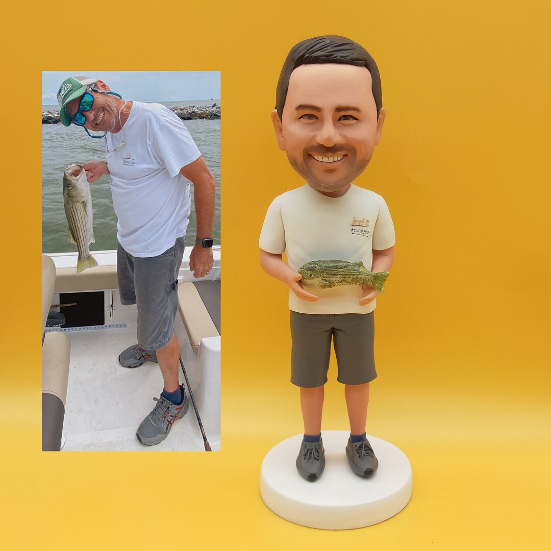 Custom Bobbleheads, Fishing Enthusiast Bobbleheads, Men's Gift ...