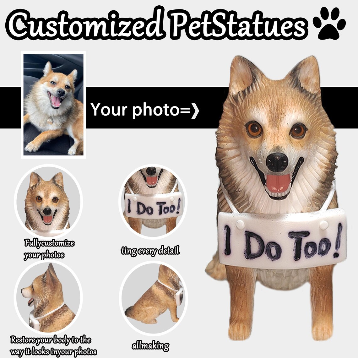 Personalized Custom Pet Dog Wedding Cake Dog Wedding Cake Topper, Pet ...