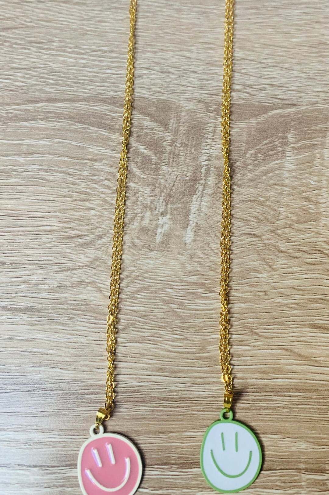 Smiley Face Gold Necklace - Etsy