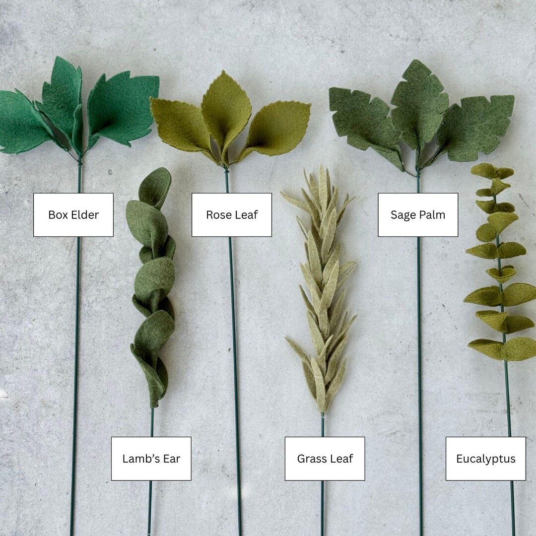 Felt Greenery Floral Stems (bundle of 3 Stems) to Add to Felt Flower ...