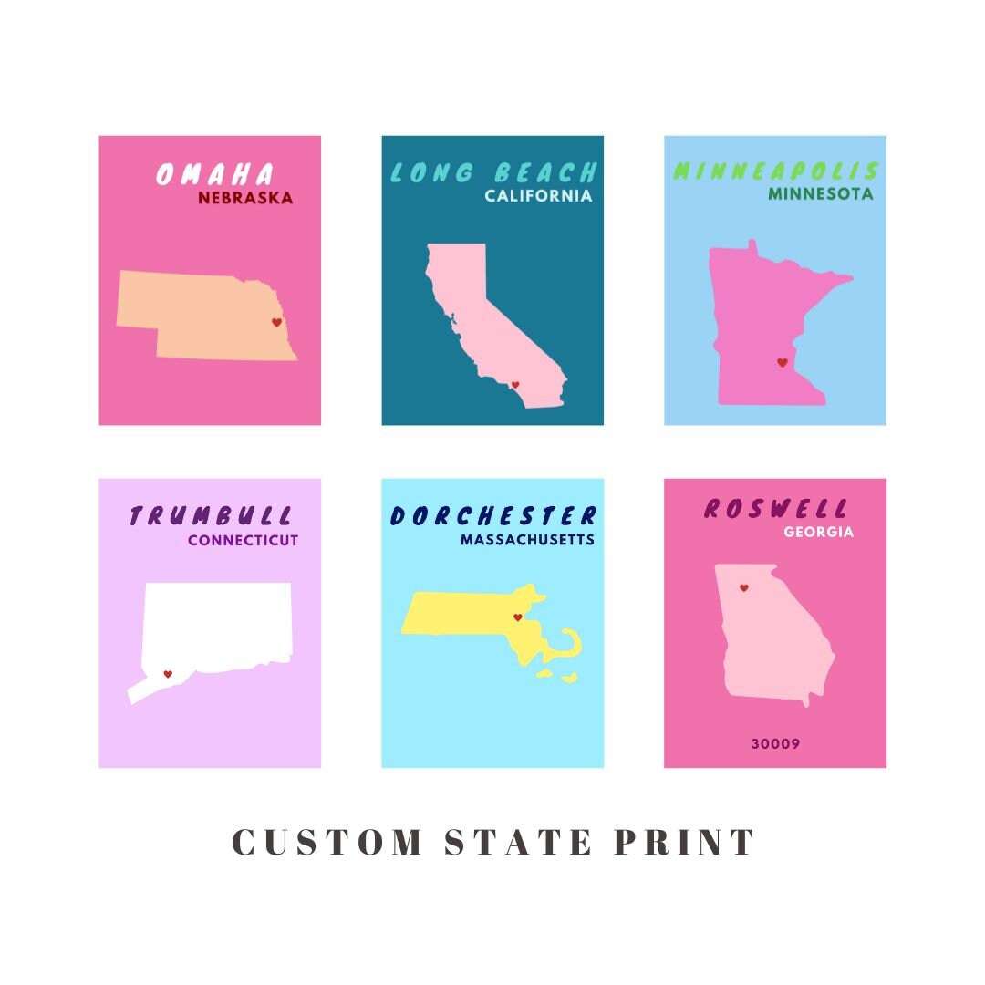 CUSTOM State Preppy Posters DIGITAL Print | Trendy Wall Decor | College ...