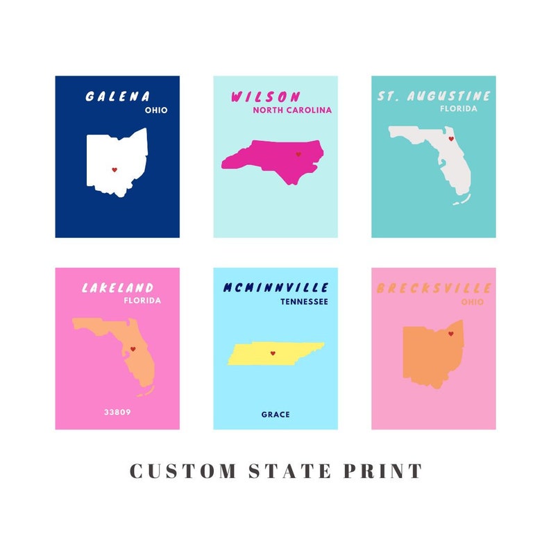 CUSTOM State Preppy Posters PHYSICAL Print | Trendy Wall Decor ...