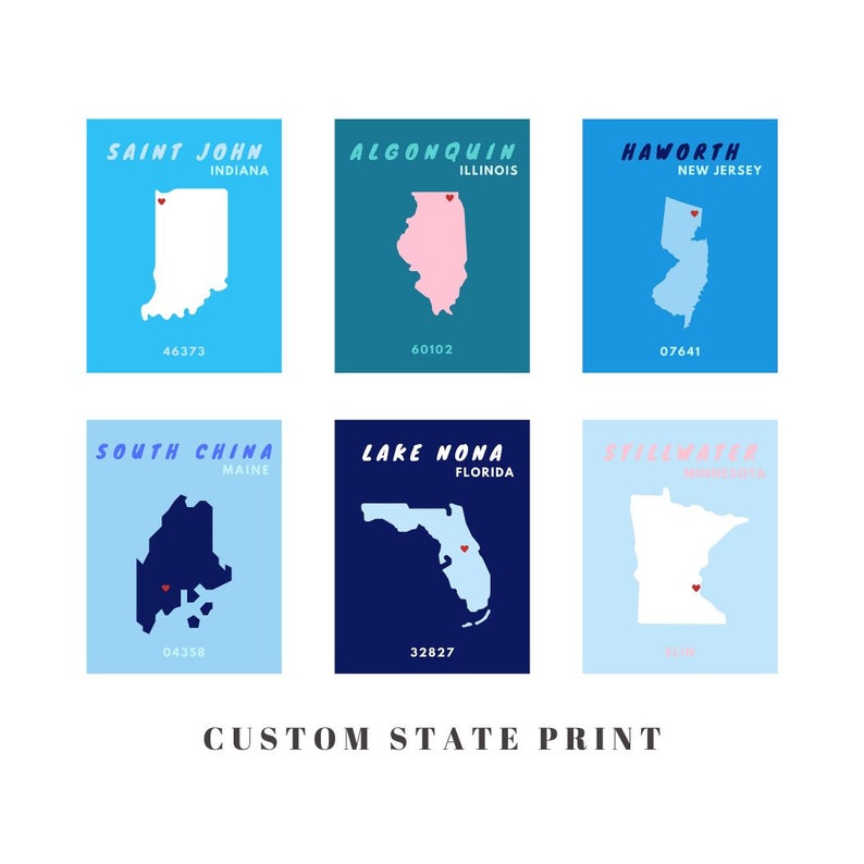 CUSTOM State Preppy Posters PHYSICAL Print Trendy Wall Decor College ...