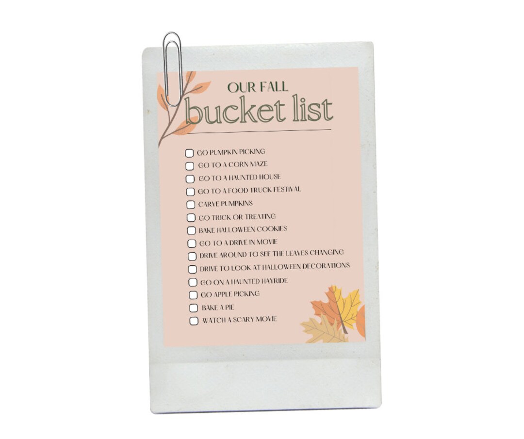 Our Fall Bucket List Printable Checklist | To-do Couples Fall Date ...