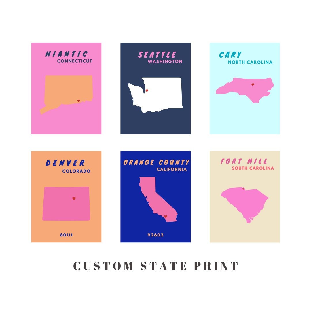 CUSTOM State Preppy Posters PHYSICAL Print | Trendy Wall Decor ...