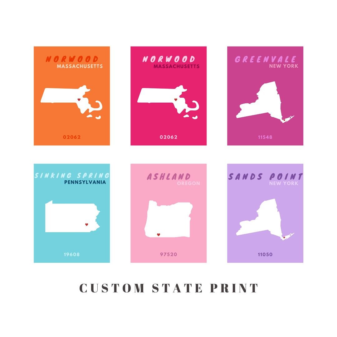 Custom State Map Print: College Town Wall Art (digital Download) - Etsy