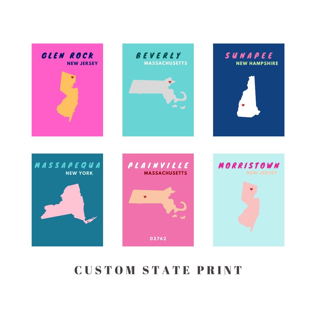 CUSTOM State Preppy Posters PHYSICAL Print | Trendy Wall Decor ...