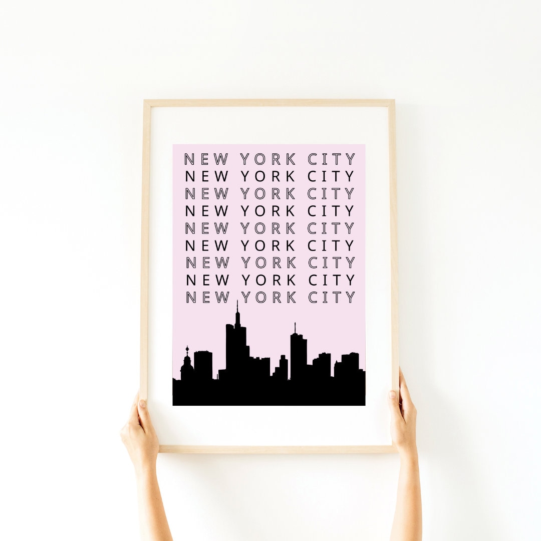 New York City Skyline Preppy Poster Digital Print | NYC Wall Art, New ...