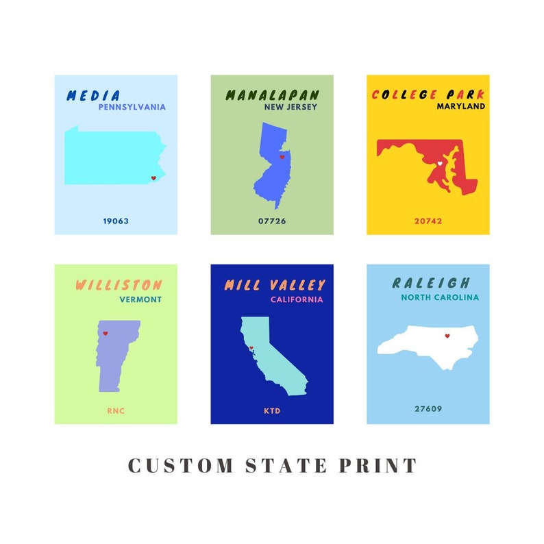 CUSTOM State Preppy Posters DIGITAL Print | Trendy Wall Decor | College ...