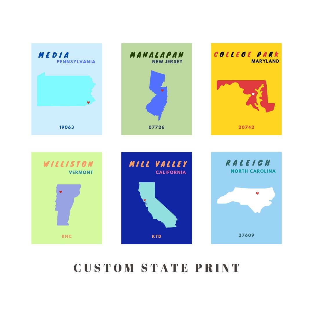 CUSTOM State Preppy Posters PHYSICAL Print Trendy Wall Decor College ...