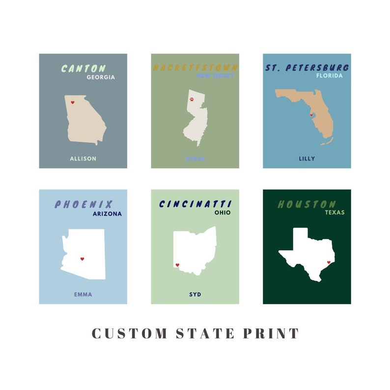 CUSTOM State Preppy Posters PHYSICAL Print Trendy Wall Decor College ...