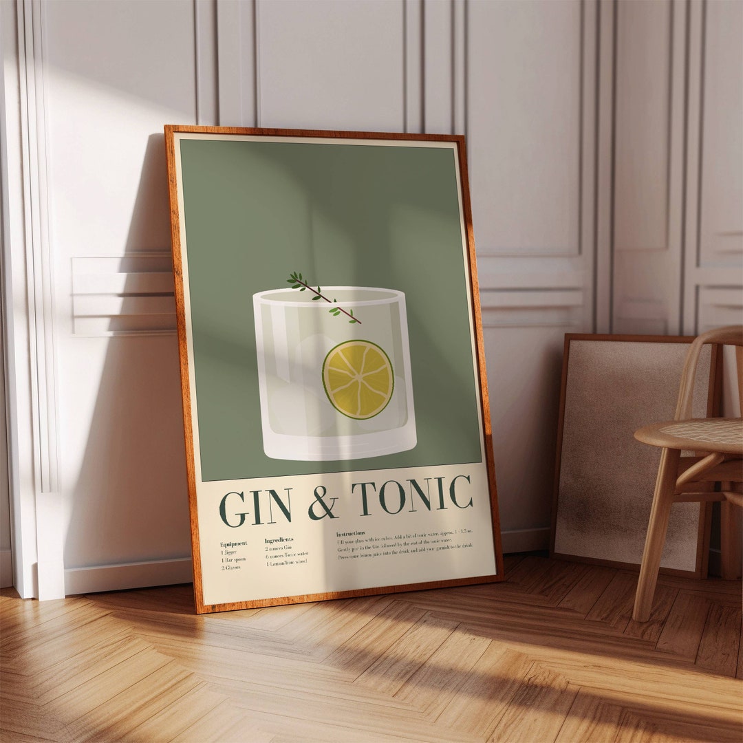 Gin and Tonic Cocktail Kitchen and Living Room Poster - Etsy