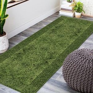 Vintage Style Green Rug for Entry and Hallway, Non Shedding Bedroom Rug ...