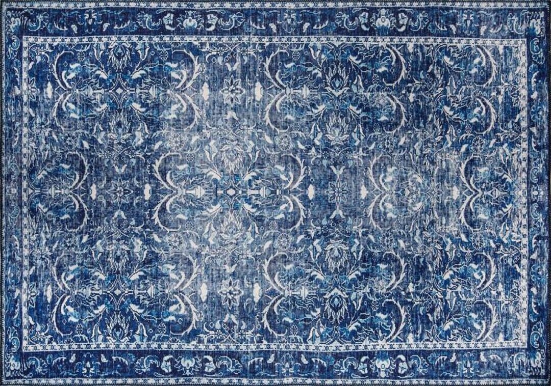 Vintage Style Blue Rug, Oriental Turkish Blue Rug, Luxury Rugs for ...