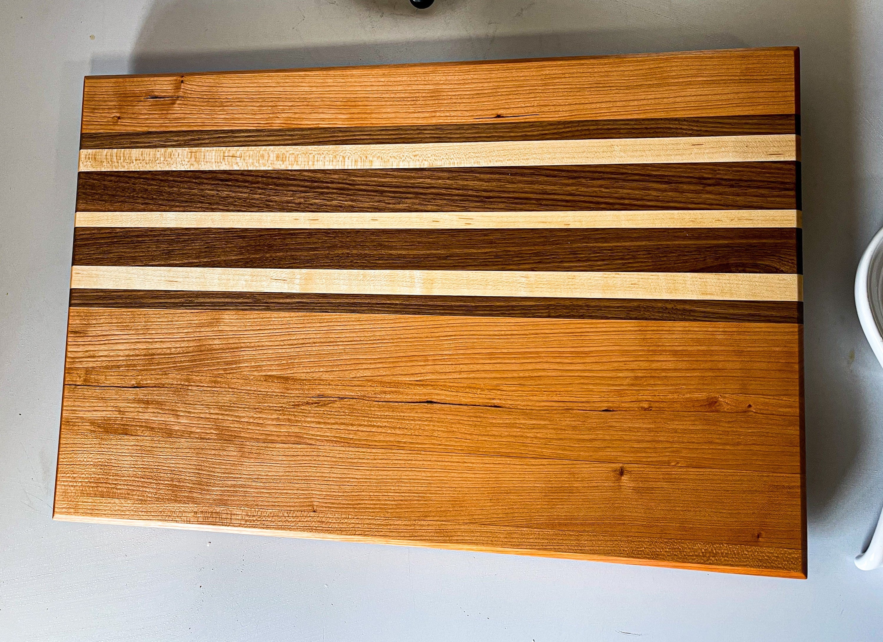 Cherry Hardwood Cutting Board With Maple and Walnut Accents - Etsy