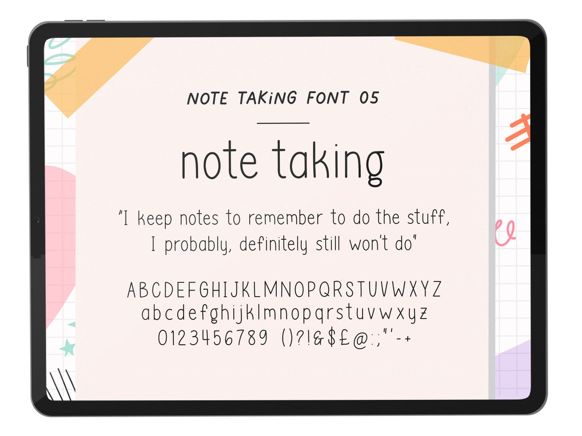 Fonts Note Taking Fonts Goodnotes Fonts Procreate Fonts - Etsy