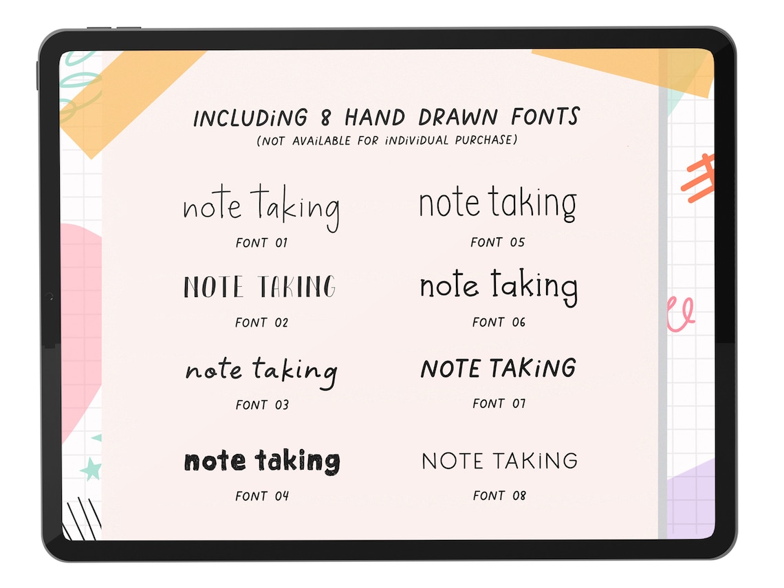 Fonts Note Taking Fonts Goodnotes Fonts Procreate Fonts - Etsy