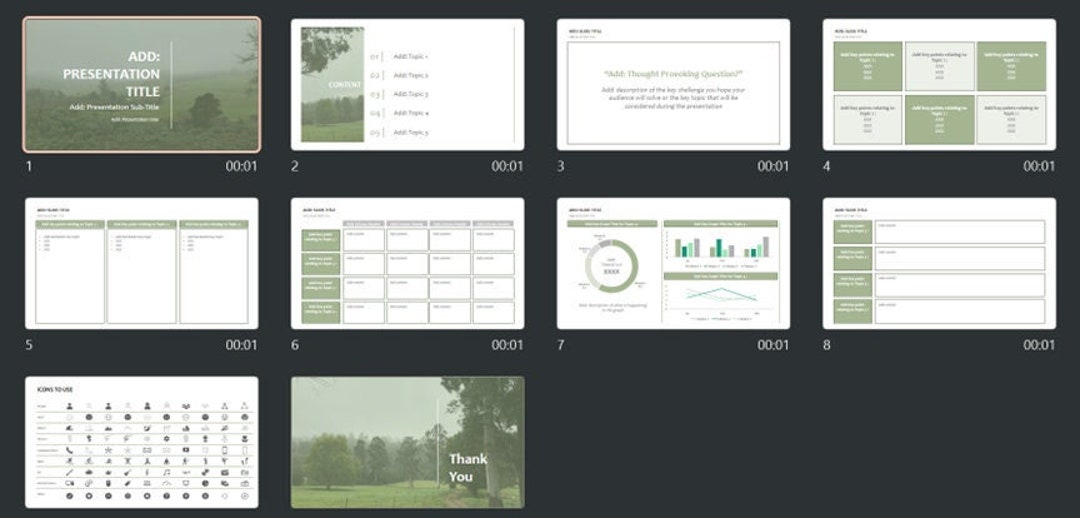 Soft Green Forest Powerpoint Template PPT - Etsy