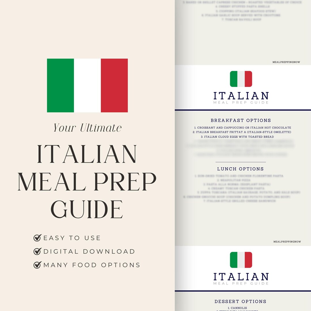 Italian Meal Prep Planner Template, Meal Planner Printable, Food List ...