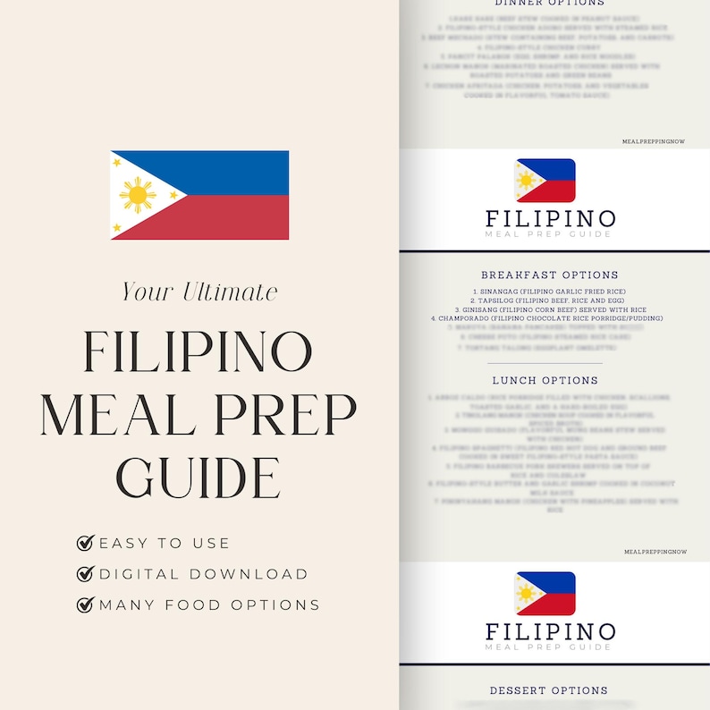 Filipino Meal Prep Planner Template, Meal Planner Printable, Food List ...