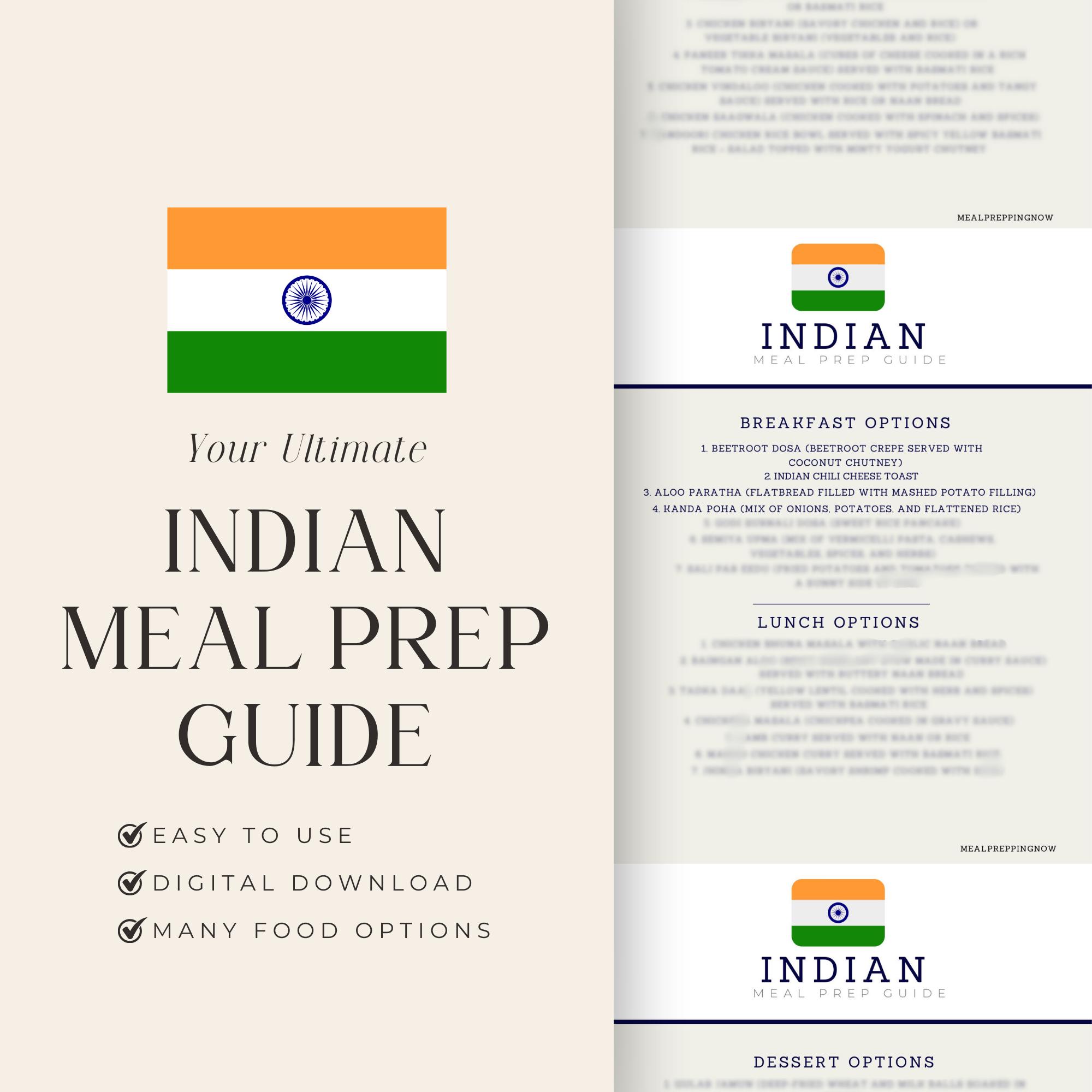 Indian Meal Prep Planner Template, Meal Planner Printable, Food List ...