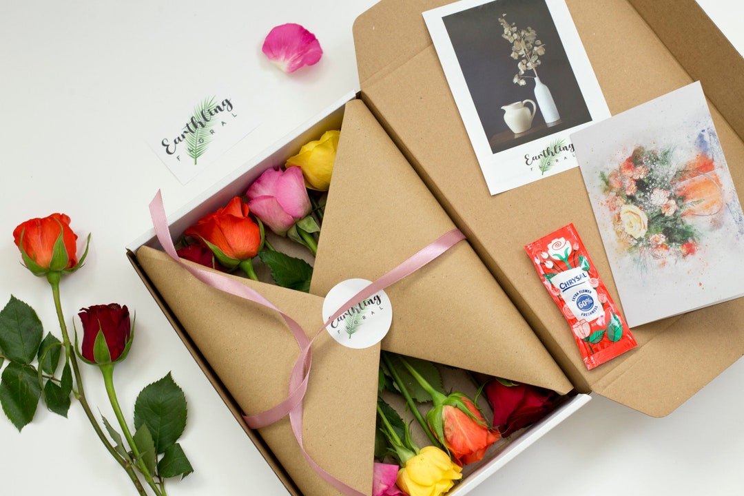 Letterbox Flowers Fresh Roses With Handwritten Card | Multi Colored ...