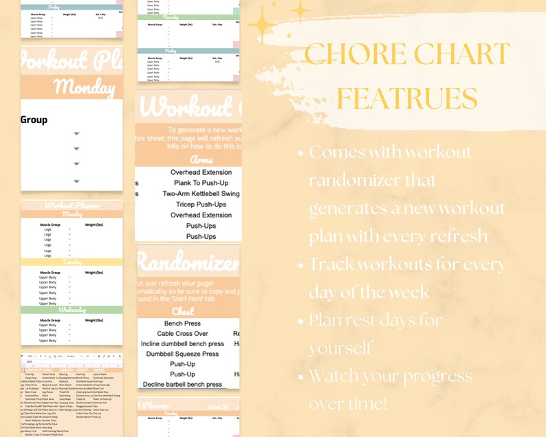 Workout Planner & Randomizer Spreadsheet Template - Etsy