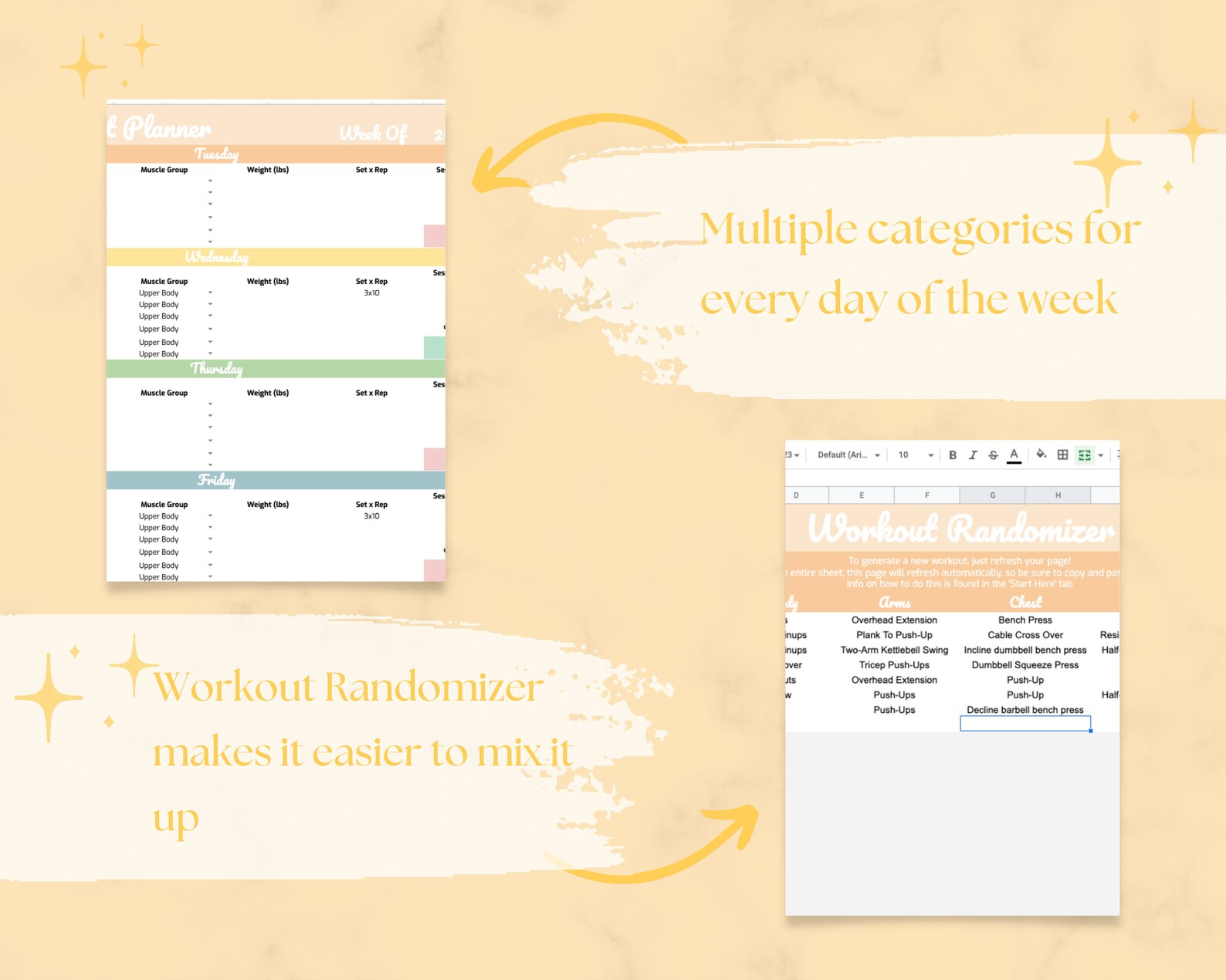 Workout Planner & Randomizer Spreadsheet Template - Etsy